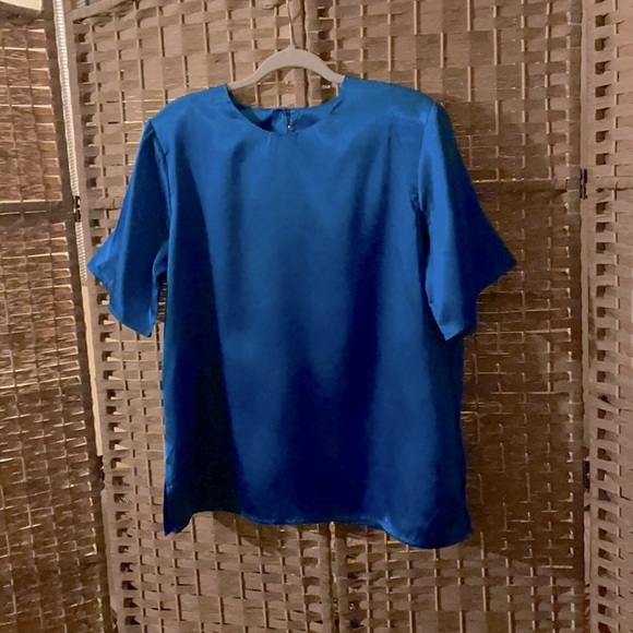 Cw Classics | Tops | Plus Blue Satin Blouse Top 8 Nwt | Poshmark
